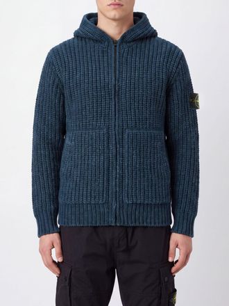 Stone Island Cardigan en coton c&ocirc;tel&eacute; avec capuche, zip et logo