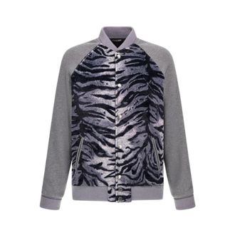 Roberto Cavalli Zebra Print Sweatshirt mit Kn&ouml;pfen - - Jackets - Herren - Grau - XL