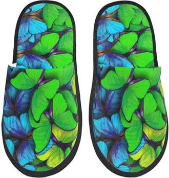 Generic Pantoufles Papillons Multicolores Peluche Pantoufles DHiver Doux Chaussons Invit&eacute;s Pour Voyage Homme H&ocirc;tel L