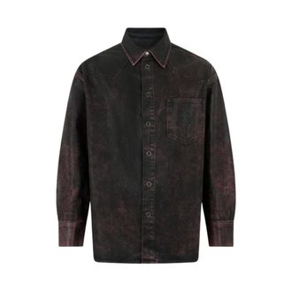 Roberto Cavalli Homme, Chemises, Rouge, Taille: L Chemise en jean d&eacute;lav&eacute;