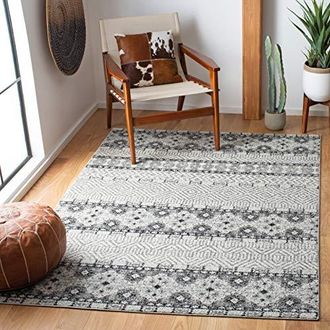Safavieh Boho Teppich für Wohnzimmer, Esszimmer, Schlafzimmer - Madison Collection, Kurzer Flor, Kohle und Grau, 155 X 229 cm