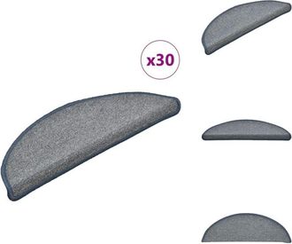 vidaXL Tapis descalier 30 pcs gris clair et bleu 56x17x3 cm - Tapis Descalier - Protection Descalier - Tapis De Marche Descalier - Décoration Descalier