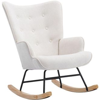 Vente-Unique Vente-unique - Fauteuil &agrave; bascule en tissu chin&eacute; beige elmina ii