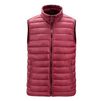 Generic Gilet dhiver l&eacute;ger et isol&eacute; pour homme, matelass&eacute;, r&eacute;sistant &agrave; leau, sans manches, pour lautomne et lhiver, Rouge, 3XL