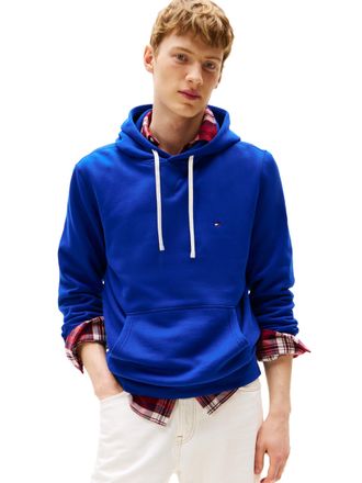 Tommy Hilfiger Herren Mittelschweres Kapuzen-Sweatshirt aus Solidem Fleece, Auch Erh&auml;ltlich in Big & Tall Kapuzenpullover, Keilabsatz, Blau, Medium