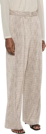 Giorgio Armani Femme, Pantalons, Beige, Taille: 40 FR Pantalon en jersey &agrave; chevrons avec plis