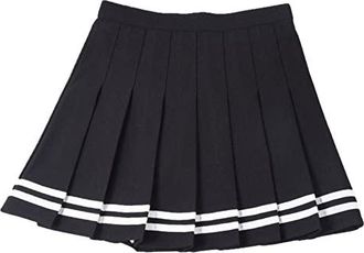 Generic Été A-ligne Femmes Jupe Couture Sailor Taille Jupes Doux Simple Fille, Noir, 3XL