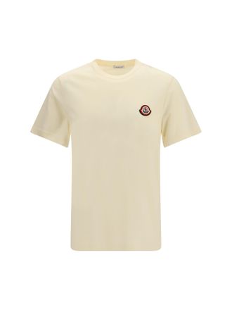 Moncler Tricolor Logo Cotton Jersey T-Shirt - Beige