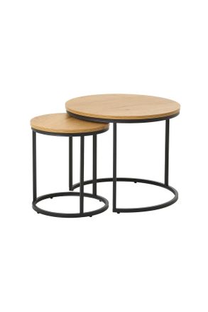 Xora Beistelltischset, Eiche, Holzwerkstoff, 2-teilig, rund, 40-60x45-50x40-60 cm, Wohnzimmer, Wohnzimmertische, Satztische
