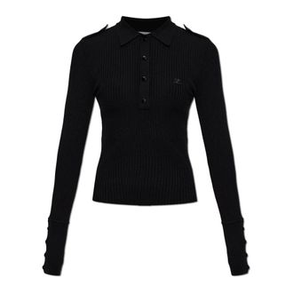 Courr&egrave;ges Logo Polo - - Knitwear - Damen - Schwarzk - M