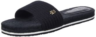 Tommy Hilfiger Damen Espadrilles TH Textured Flat Sandal Stoffschuhe, Schwarz (Black), 36 EU