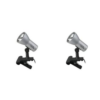 Briloner Nachttischlampe, Schreibtischlampe, Tischlampe, Leselampe Buch klemme, Klemmlampe, Schwenkbar, Schnurschalter, Titanfarbig, 10,8 cm (Packung mit 2)