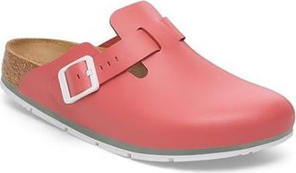 Birkenstock Sabots Boston Pro en cuir - Chaussures professionnelles certifiées de qualité supérieure pour la médecine, la restauration et le service, Rouge Mars, 