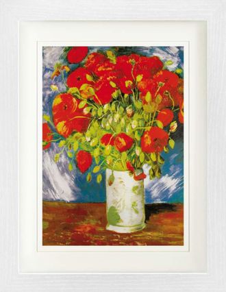 1art1 Vincent Van Gogh Poster Vase Mit Rotem Klatschmohn, 1886 Gerahmtes Bild Mit Edlem Passepartout | Wand-Bilder | Im Bilderrahmen 40x30 cm