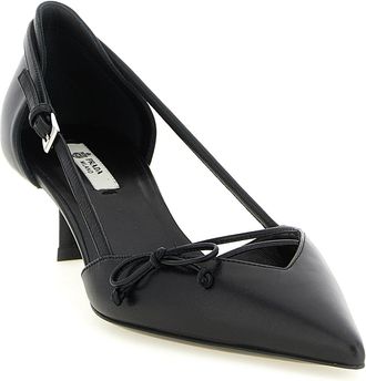 Prada Goatskin Mid Heel Heels - Black
