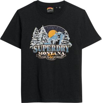 Superdry Damen Lässiges Travel Souvenir T-Shirt Phantom Schwarz Meliert 42