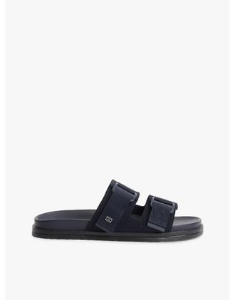 Tommy Hilfiger Wildleder-Sandalen in Dunkelblau mit gewebtem Riemen und Schnalle