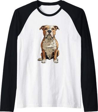 Whyitsme Design Illustration eines amerikanischen Bulldoggenhundes Raglan