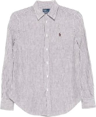 Polo Ralph Lauren Femme, Blouses et Chemises, Brun, Taille: 42 FR Chemise en lin ray&eacute;e