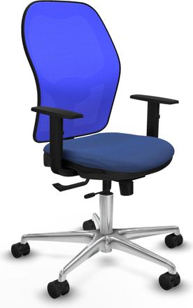 Piqueras y Crespo 8H Chorquera B&uuml;rostuhl mit 1D-Armen, h&ouml;henverstellbare Lendenwirbelst&uuml;tze, ausgestattet mit Syncro/Traslack und Schaumstoff, Rollen 65 mm, Nylon, Blau