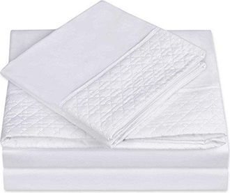 Elegant Comfort Luxuriöses, weiches und gemütlichstes 4-teiliges Bettwäsche-Set, 1500, hochwertige Mikrofaser in Hotelqualität, gestepptes Design auf Bettlaken und Ki