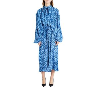 Balenciaga Blaues Mesh-Effekt Drapiertes Kleid - - Dresses - Damen - Blau - 2XS