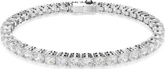 Swarovski Matrix Tennis Armband Rundschliff, Wei&szlig;, Rhodiniert