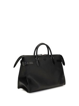 Valentino Garavani Mens Large Antibes Top Handle Bag Nero Calf Leather Bos Taurus Shoulder