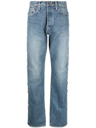 KAPITAL jean droit à détails de clous - Bleu