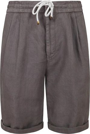 Brunello Cucinelli Homme, Shorts, Brun, Taille: M Linen Bermuda Shorts