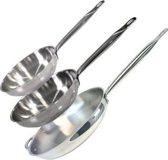 ELO Elo Lot de 3 Poêles à Frire Inox 24 cm, 28 cm et 32 cm - Poêles de Cuisine en Acier Inoxydable