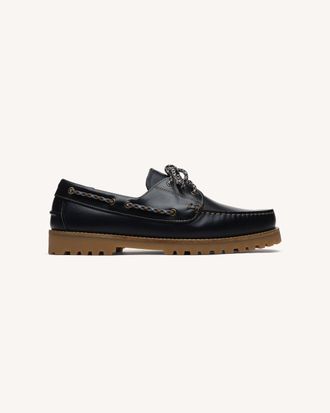 Faguo Chaussures bateau cuir bleu marine