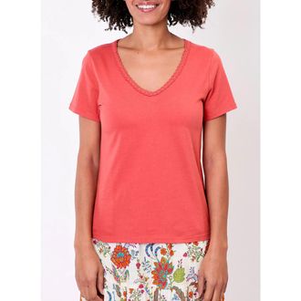 La Fianc&eacute;e Du M&eacute;kong T-shirt coton bio uni col tress&eacute; EMON