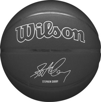 Wilson NBA Player Evergreen Basketball, Mit Pure Feel Bezug, Ideal Für Spiele Im Freien, Wetterfest, Spieler: Curry, Farbe: Schwarz, Größe: 7