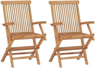 vidaXL Vidaxl - Lot de 2 chaises de jardin pliables en teck massif - Dimensions 56 x 62 x 90 cm - R&eacute;sistantes aux intemp&eacute;ries - Confort optimal