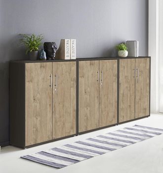 BMG M&ouml;bel Aktenschrank in Anthrazit Gold Harbor Oak Office Edition abschlie&szlig;bar als Einzelschrank oder Schrankwand Verschiedene Ausf&uuml;hrungen (Set99)