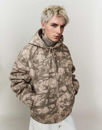 Bershka Doudoune zipp&eacute;e &agrave; capuche - Marron-Brown