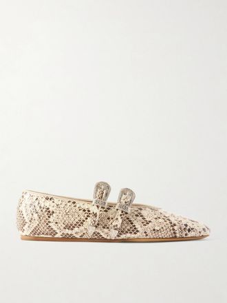Le Monde Beryl Claudia Snake-effect Leather Mary-jane Ballet Flats - Animal print