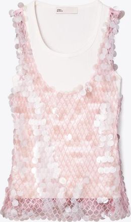 Tory Burch Damen Mesh-Top mit Pailletten