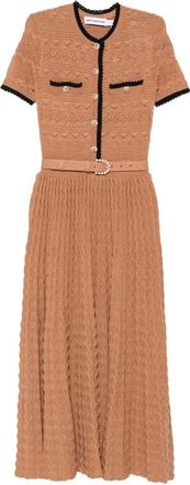 Self Portrait Femme, Robes, Brun, Taille: 36 FR Pointelle Knit Midi Dress