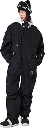 Generic Combinaison de ski printemps 2026 pour homme et femme, coupe ample, coupe-vent, chaude pour lhiver, Noir, XL