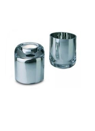 Sompex GLAM Silber Dekoglas Glas Chrom Teelichthalter Kerzenhalter Kerzenleuchter Kerze Teelicht Rund Teelichtglas/Blumenglas 32903