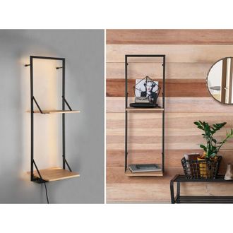 Mirrors and More Mirrors And More - Wandregal leonie Holz & Metall Schwarz mit led Licht 32cm schmal & 72cm hoch