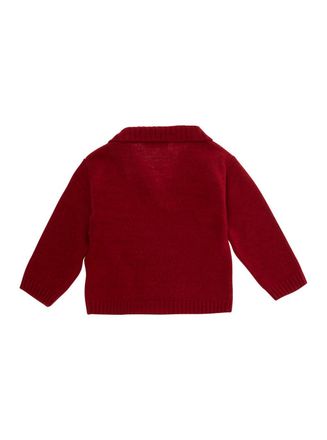 Nan&aacute;n Unisex Cardigan With Collar Red Viscose-Blend Tops Top