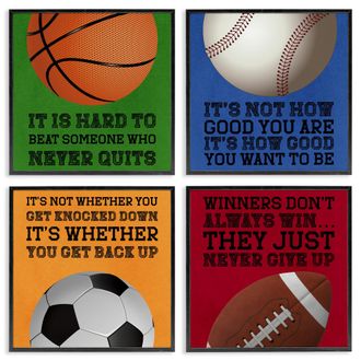Stupell Industries Motivational Sports Determination Giclée-Kunst-Set, gerahmt, Design von Marcus Prime, 30,5 x 30,5 cm, Grau, 4-teilig