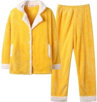 Generic Pyjama dhiver pour femme en flanelle super doux et chaud &agrave; manches longues pour femme avec poches amples et confortables en polaire boutonn&eacute;e super do