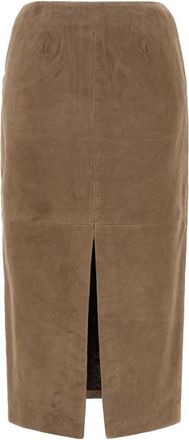 Rotate Rotate Birger Christensen, Femme, Jupes, Beige, Taille: 36 FR Jupe Midi en Su&egrave;de