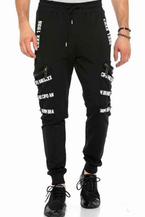 Cipo & Baxx Herren Jogginghose CR127 Schwarz - Bequeme Freizeithose mit sportlichem Schnitt funktionalen Taschen & modischem Design f&uuml;r Alltag, Sport und Streetwe