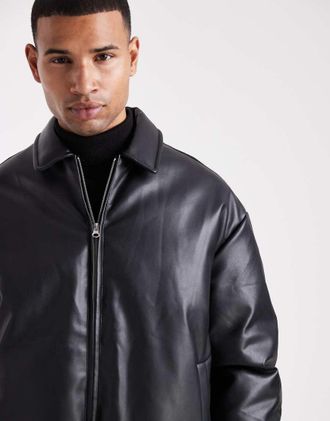Asos Veste bomber en similicuir - Noir