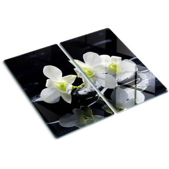 Tulup Tulup - Planche de cuisine, couvre plaque, verre planche d&eacute;couper, verre tremp&eacute; - 2 x 30 x 52 cm - Orchid&eacute;e